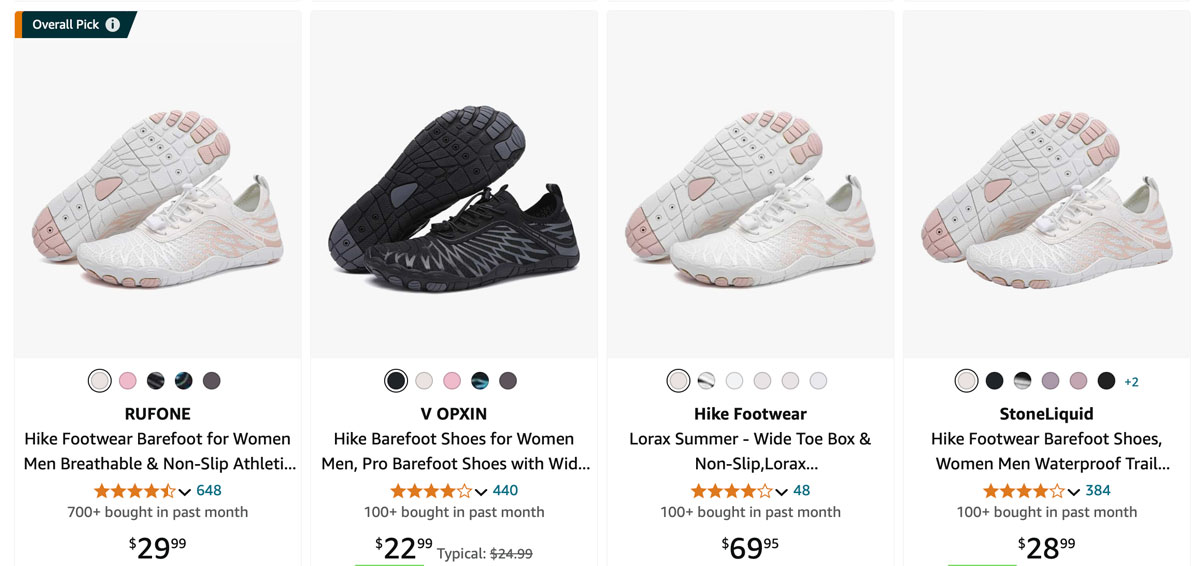 Barefoot Shoes on Amazon
